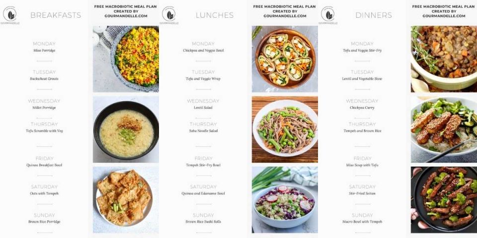 Free Macrobiotic Meal Plan (Vegan) | Download Printable PDF