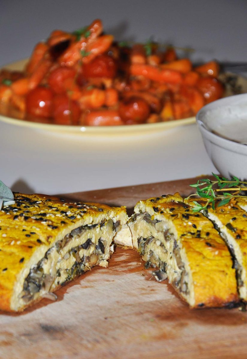 Tofurkey Roulade with Mushrooms