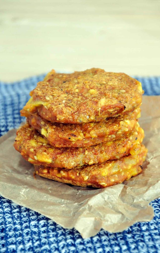 "Cheesy" Yellow Split Pea Patties with Tofu and Sesame