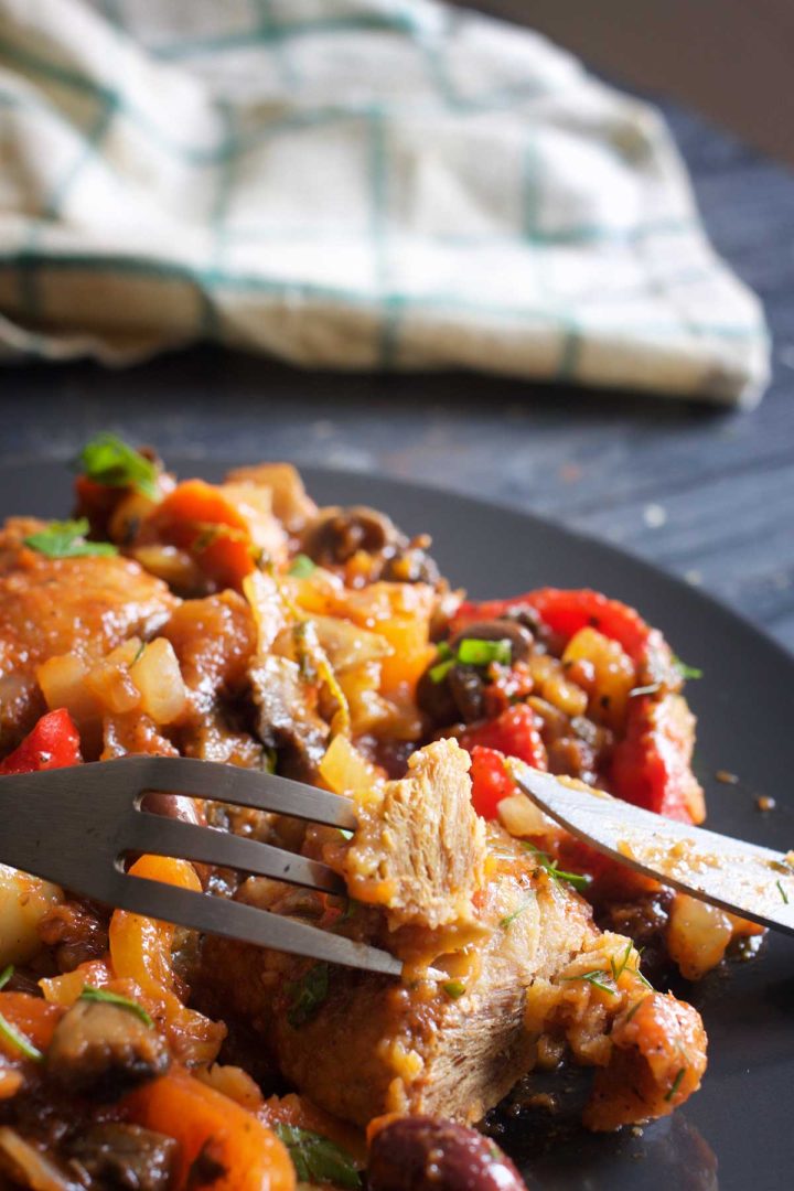 Vegetarian Cacciatore (High-Protein Soy Chunks Stew)