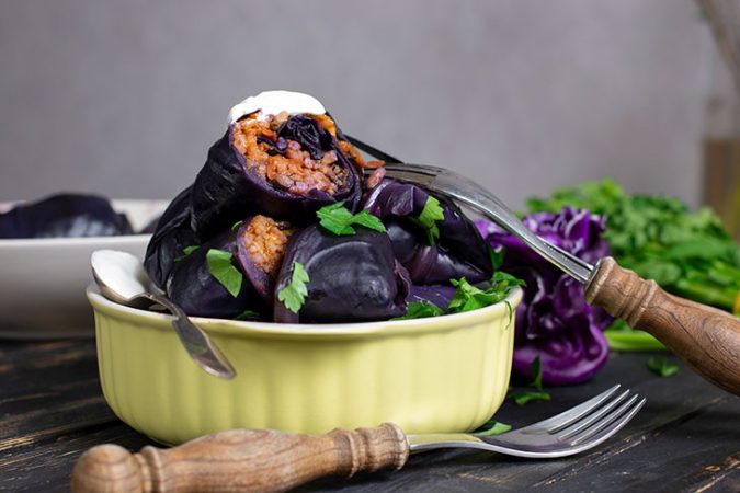 Stuffed Red Cabbage Rolls / Dolmas