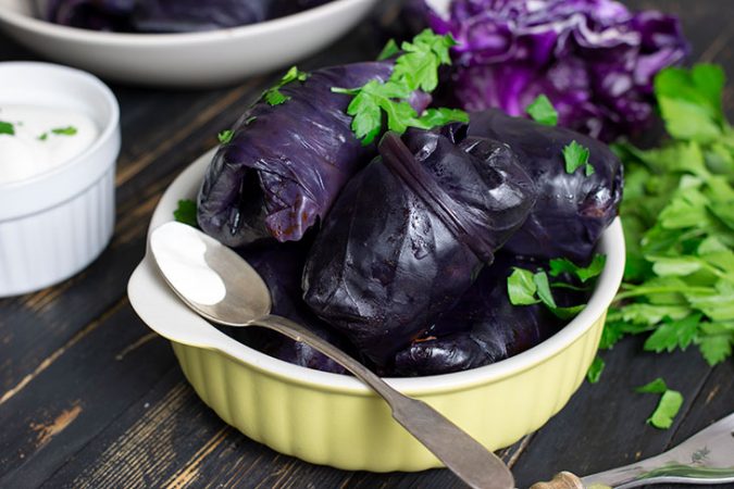 Stuffed Red Cabbage Rolls / Dolmas