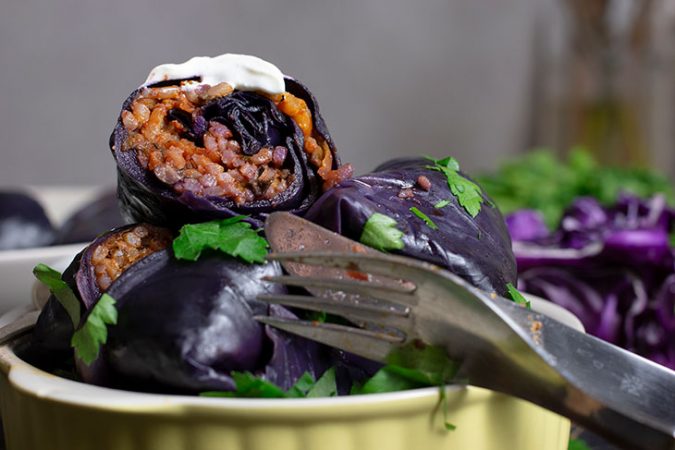 Stuffed Red Cabbage Rolls / Dolmas