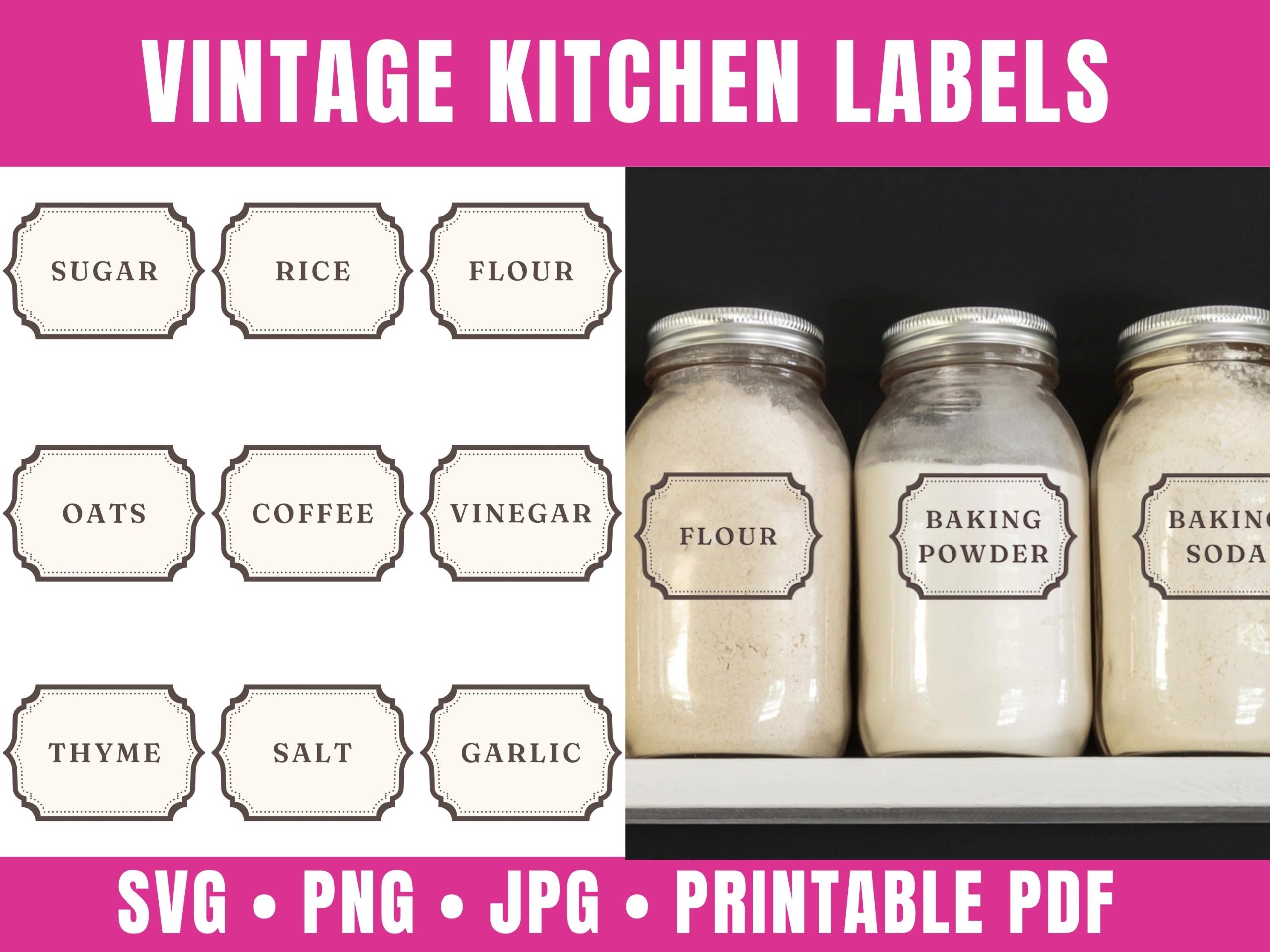 Vintage Kitchen Labels Template | Editable & Printable