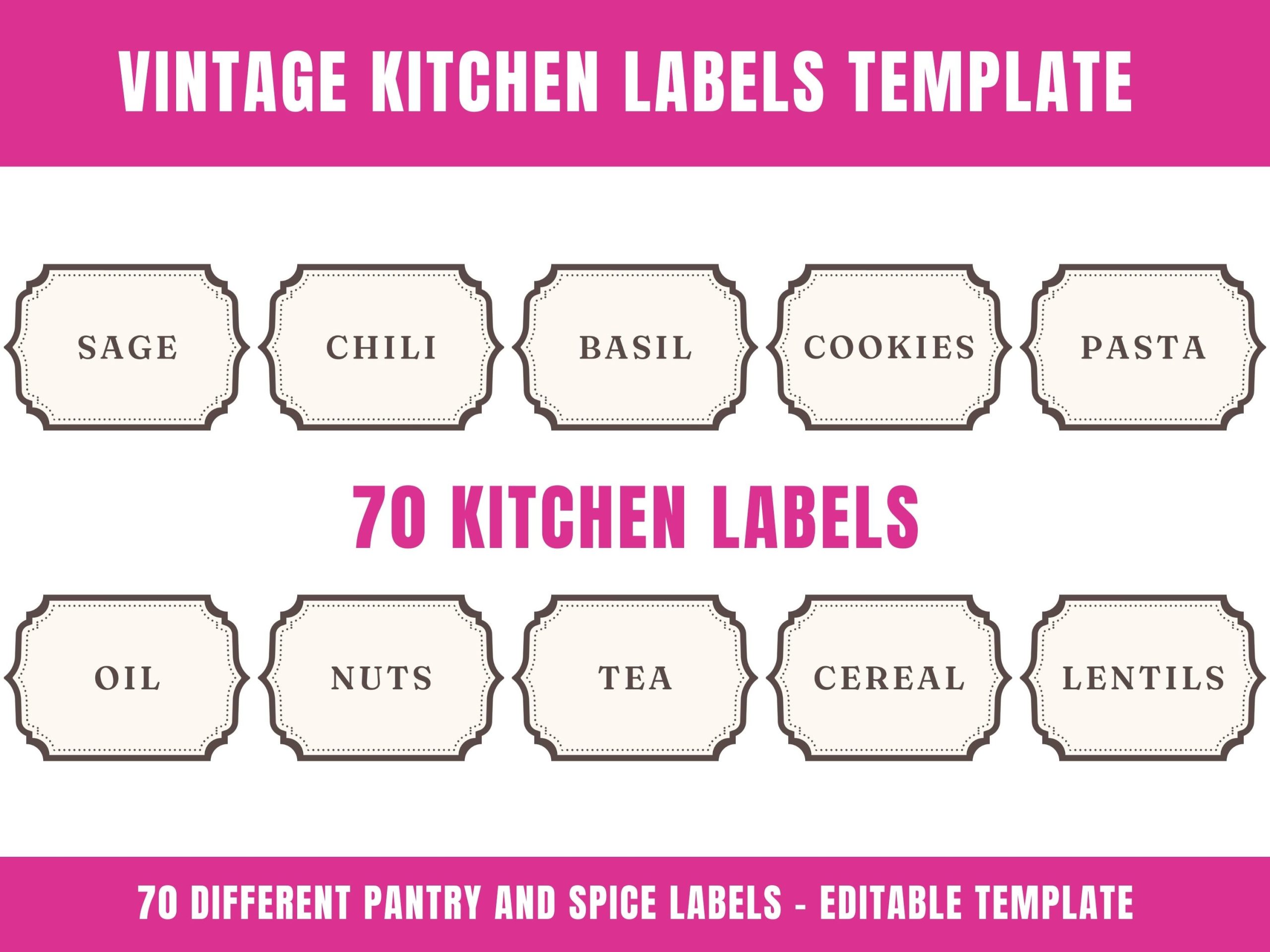 Vintage Kitchen Labels Template | Editable & Printable