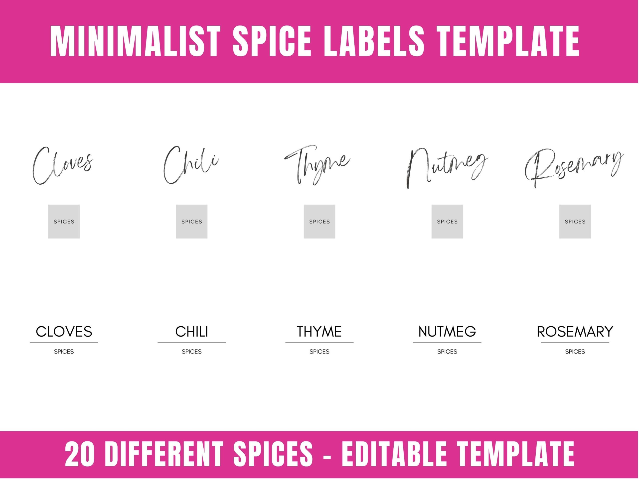 Minimalist Spice Labels Template | Editable & Printable