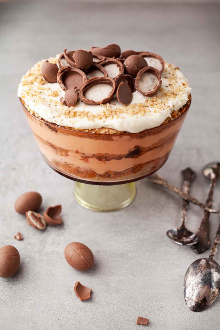 Easter Trifle with Carrot Cake and Chocolate Eggs
